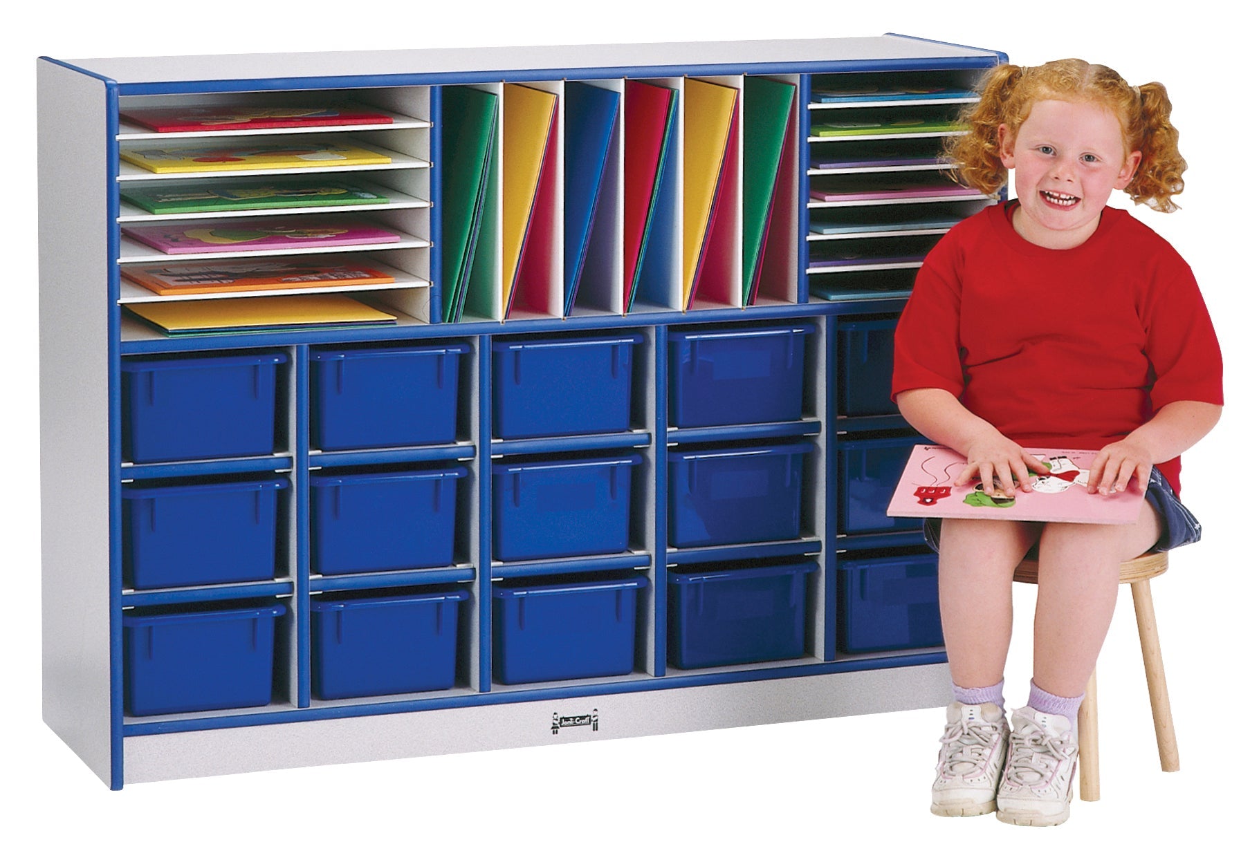 Rainbow Accents Sectional Cubbie-Tray Mobile Unit - with Trays - Blue